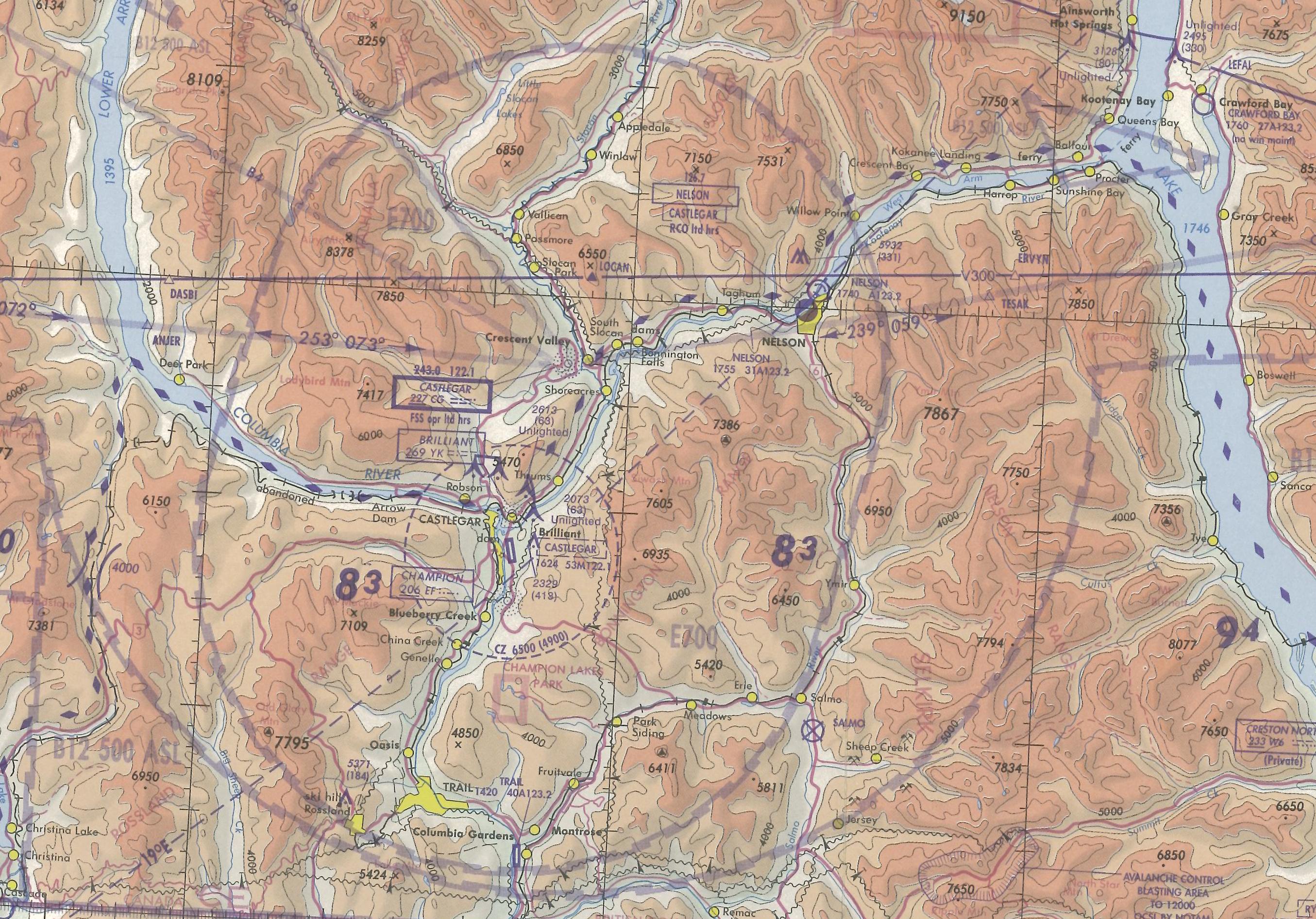 Map Room,Castlegar, Langley Flying School.