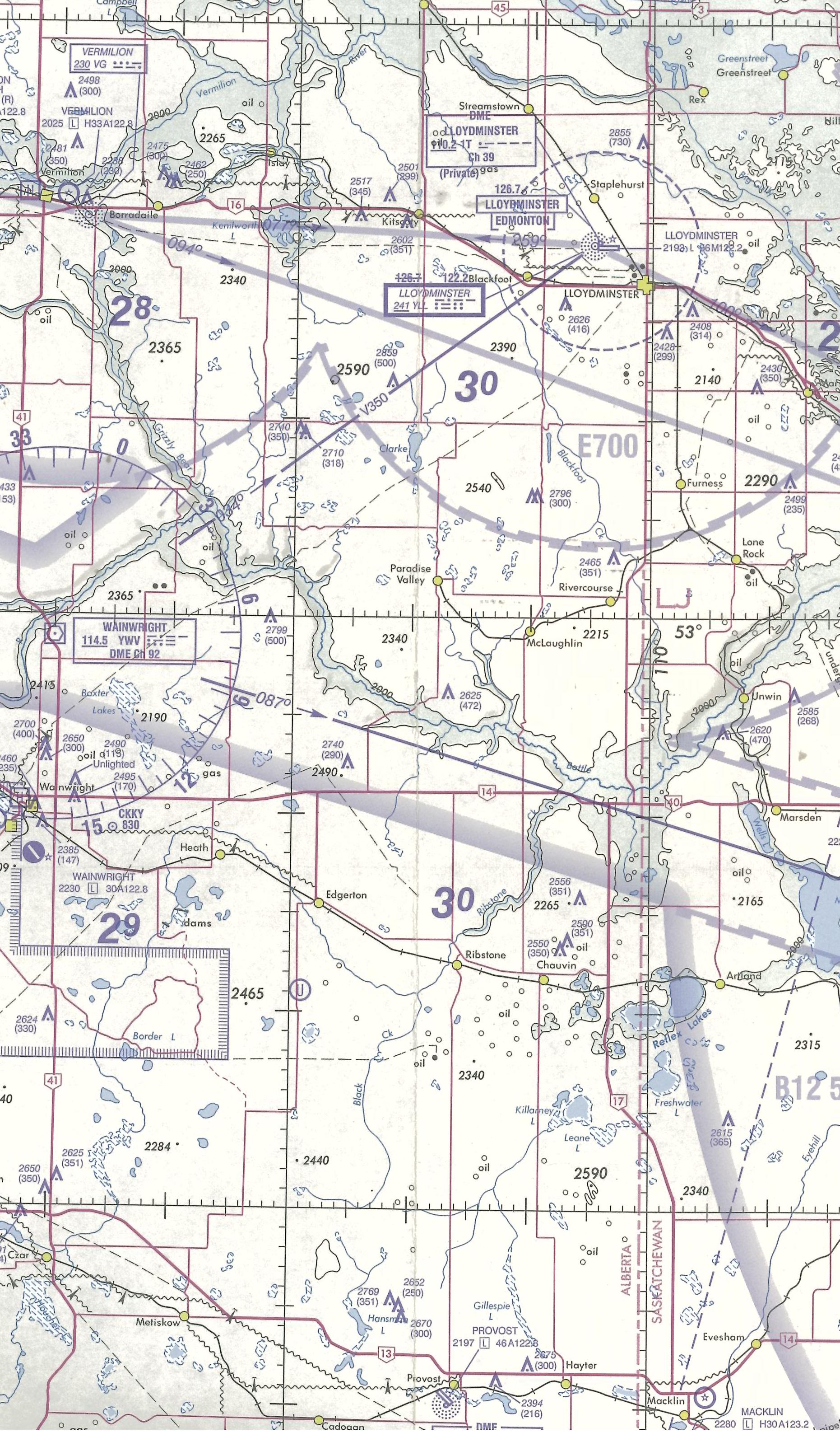 Map Room, Lloydminster/Wainwright, Langley Flying School.