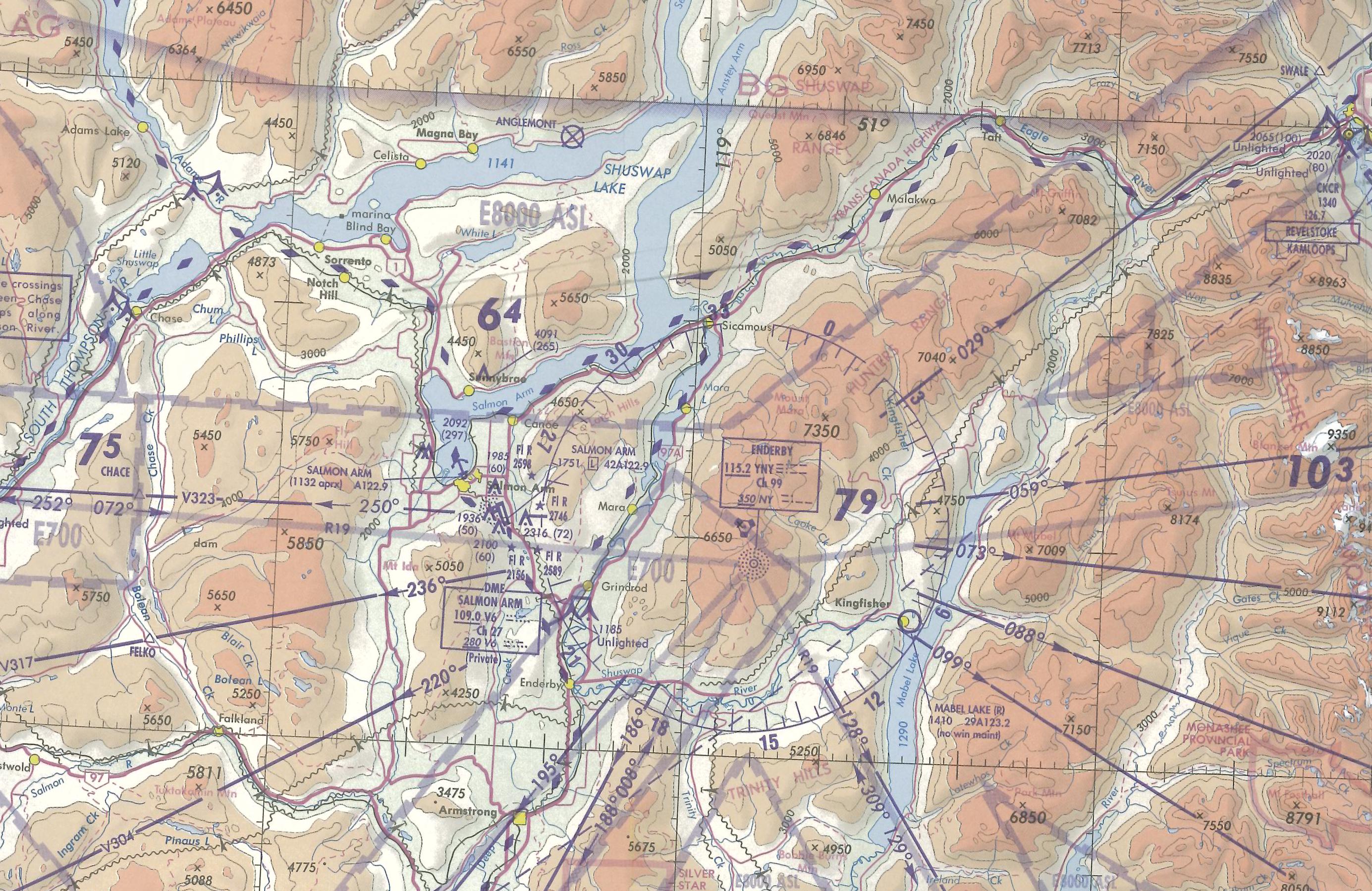 Map Room, Salmon Arm, Langley Flying School.